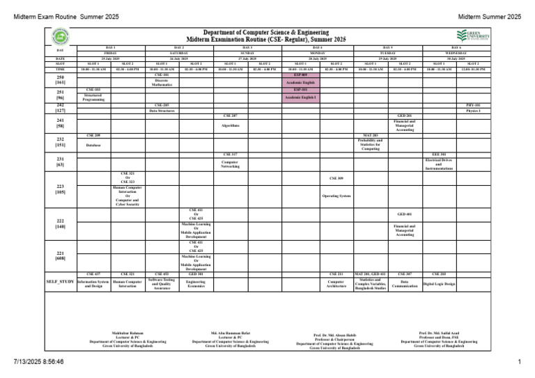 Midterm Exam Routine Summer 2025 Midterm Summer 2025 1 | PDF | Computer Science | Computing