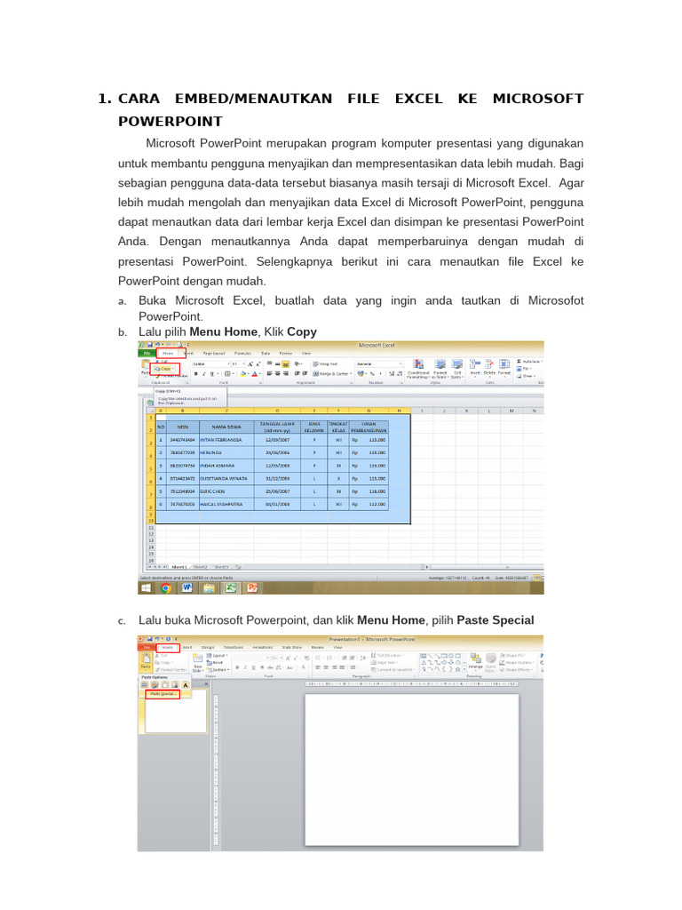 Tautkan Excel ke PowerPoint dengan Mudah | PDF