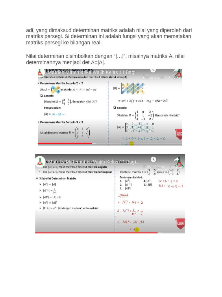 Pengertian dan Simbol Determinan Matriks | PDF