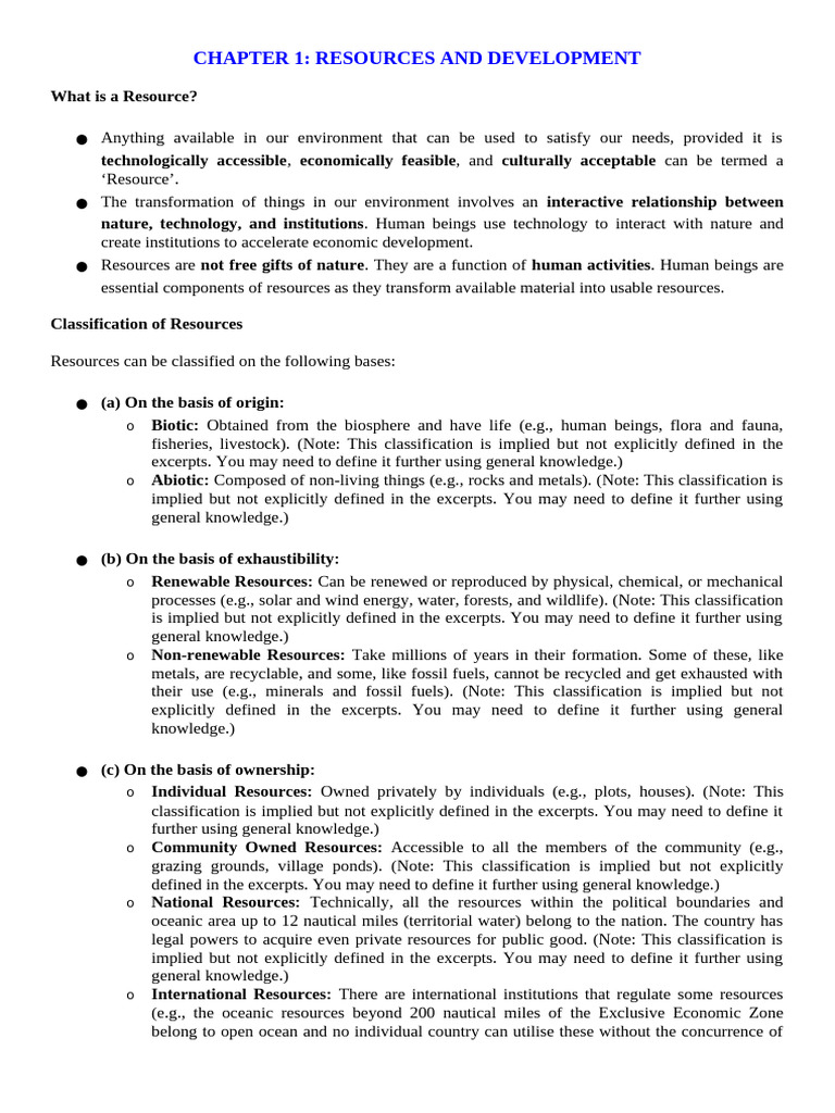 Chapter 1: Resources & Development | PDF | Soil | Resource
