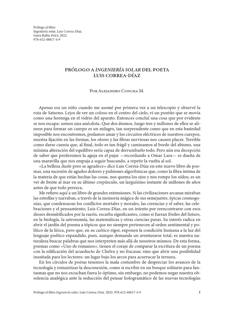 Prólogo a Ingeniería Solar de Correa-Díaz | PDF