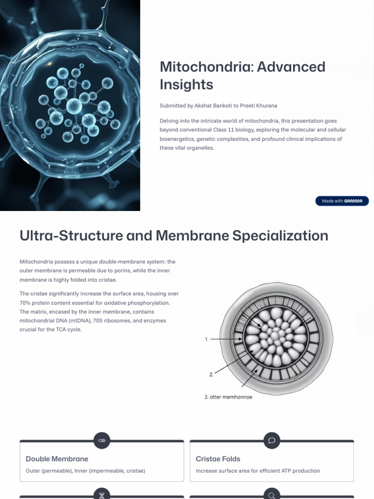 Mitochondria Advanced Insights | PDF | Mitochondrion | Adenosine ...