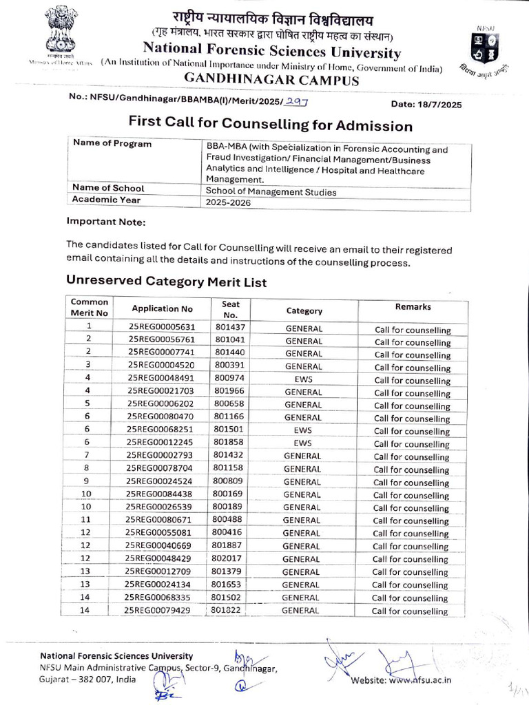 Basic Necessary Details Required Regarding NFSU. | PDF | Criminal ...