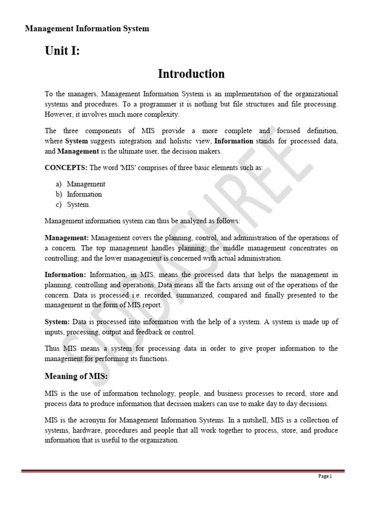 Mis 1 | PDF | System | Information