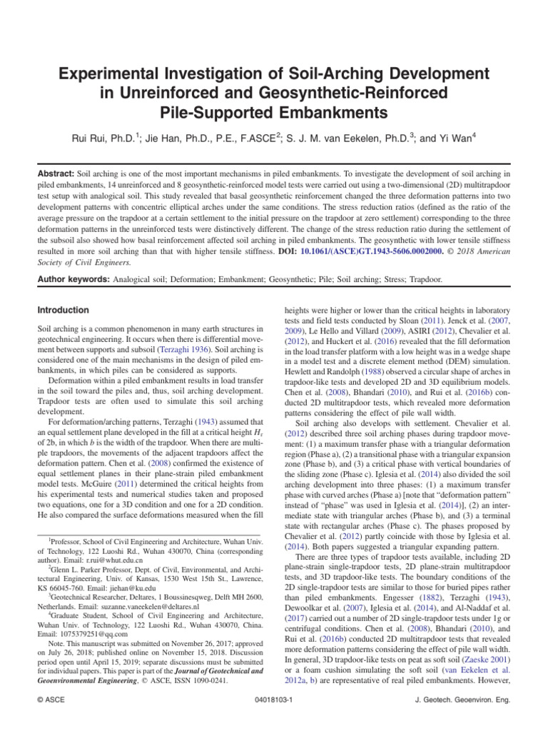 Soil Arching in Pile-Supported Embankments | PDF | Stress (Mechanics ...