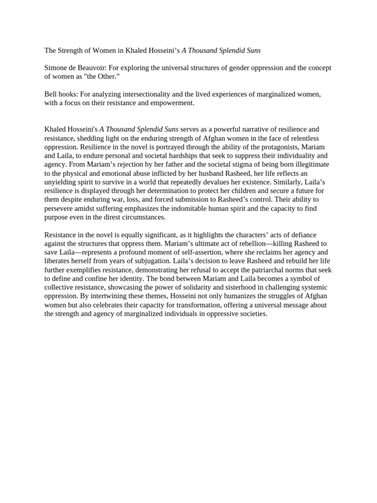 The Strength of Women in Khaled Hosseini | PDF