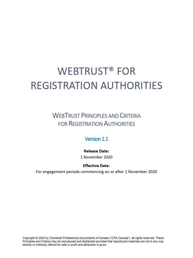 MS WebTrust Principles and Criteria For Registration Authorities | PDF ...