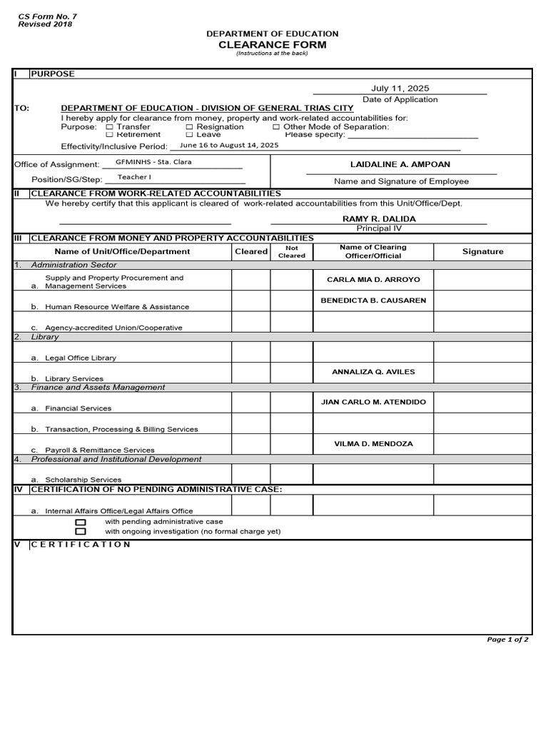 Employee Clearance Application Form | PDF | Economies