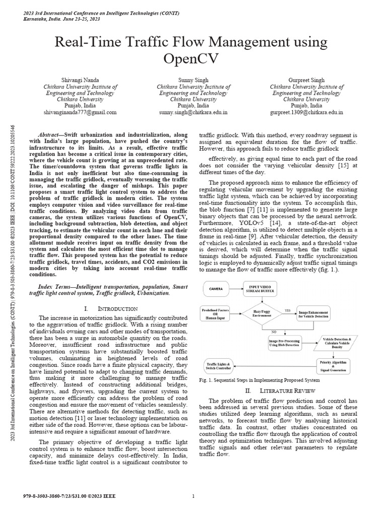 Real-Time Traffic Flow Management Using OpenCV | PDF | Traffic | Deep ...