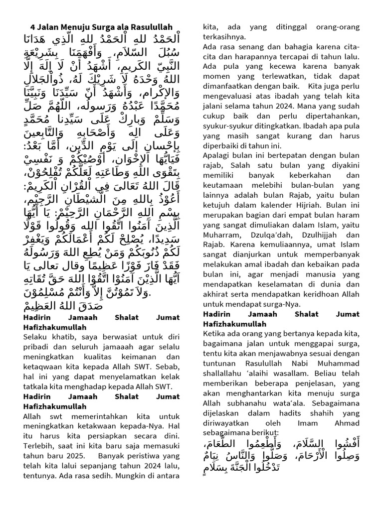 4 Cara Menuju Surga Menurut Rasulullah | PDF