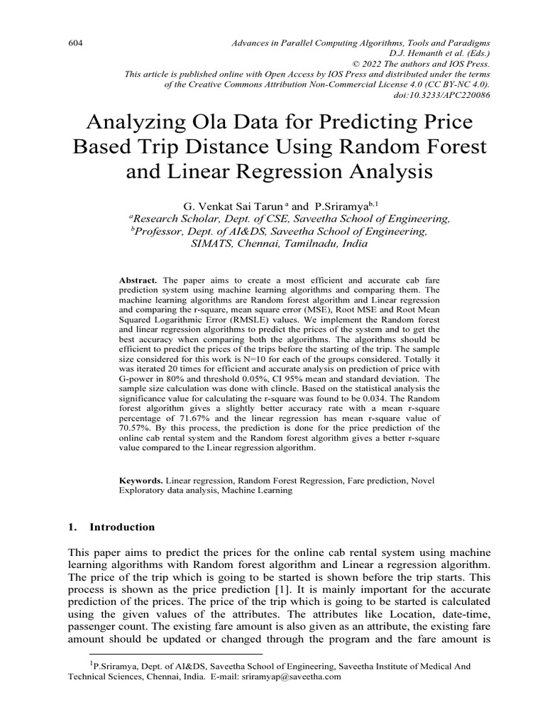 Ola Price Prediction Using ML Models | PDF | Mean Squared Error ...