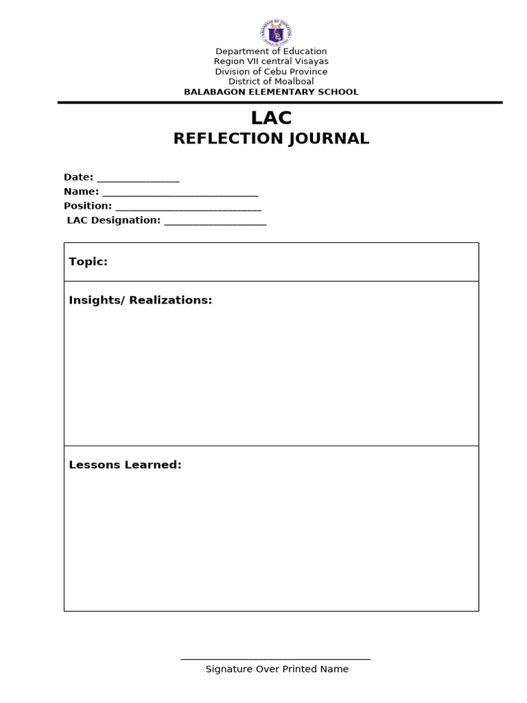 LAC Reflection Journal Template | PDF