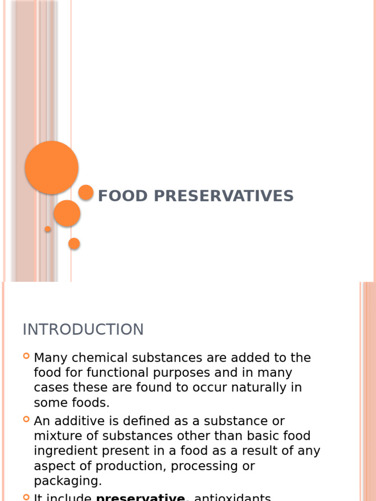 Chemical Preservatives in Food | PDF | Sodium Chloride | Sulfur Dioxide