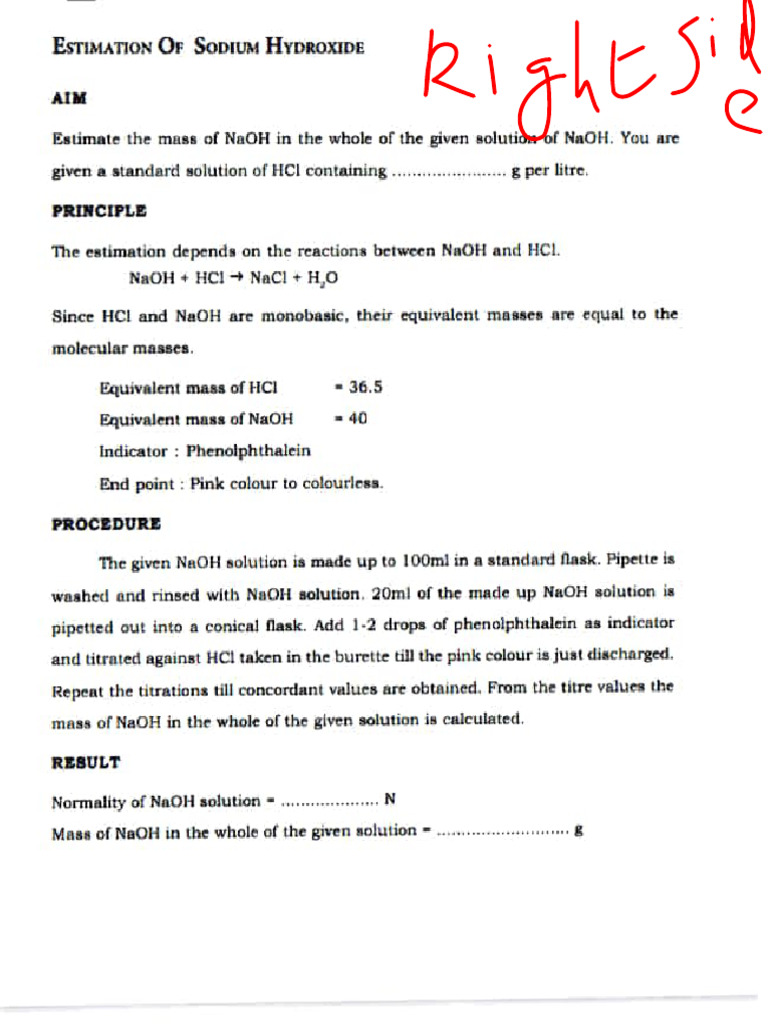 Estimation of Sodium Hydroxide | PDF | Sodium Hydroxide | Titration