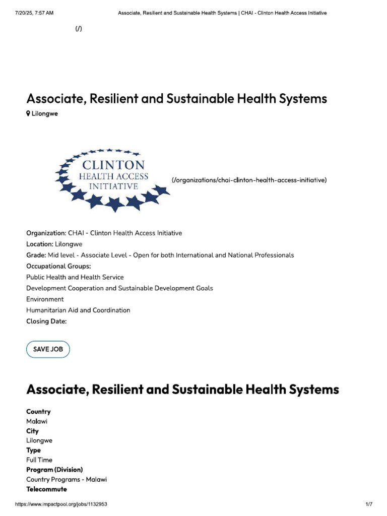 Associate Health System Lilongwe | PDF