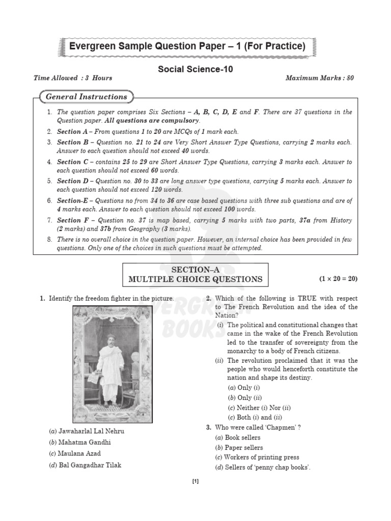 Class 10 Sample Paper SST | PDF | Democracy | Political Ideologies