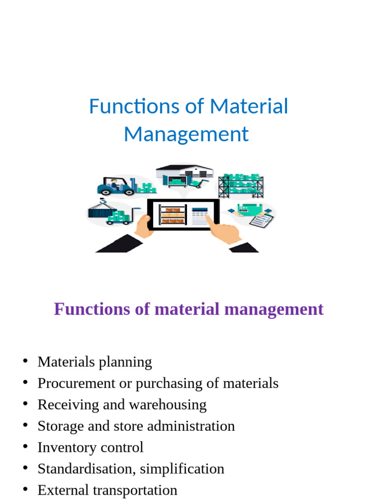 Material Managment Function Slide No 2 | PDF | Warehouse | Inventory