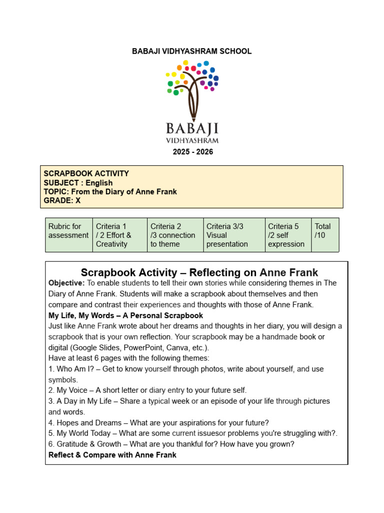 Grade10 English Scrapbook Activity25-26 | PDF
