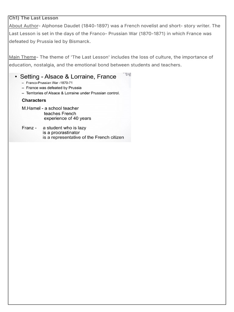 Ch1) The Last Lesson | PDF