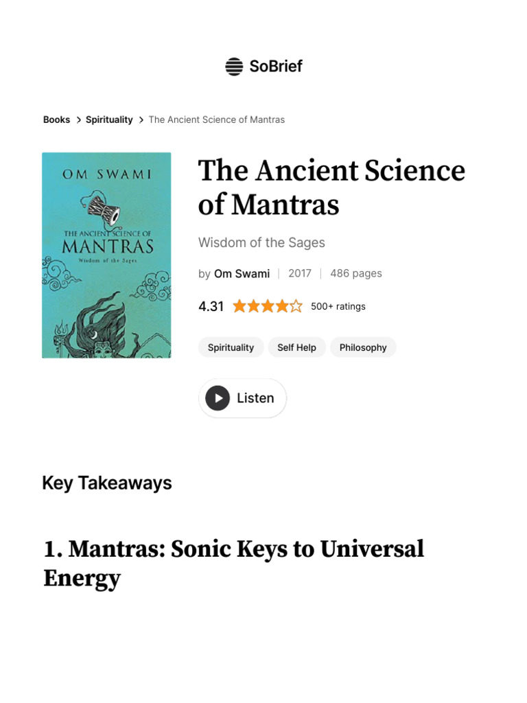Ancient Science of Mantras by Om Swami | PDF | Mantra | Bhakti