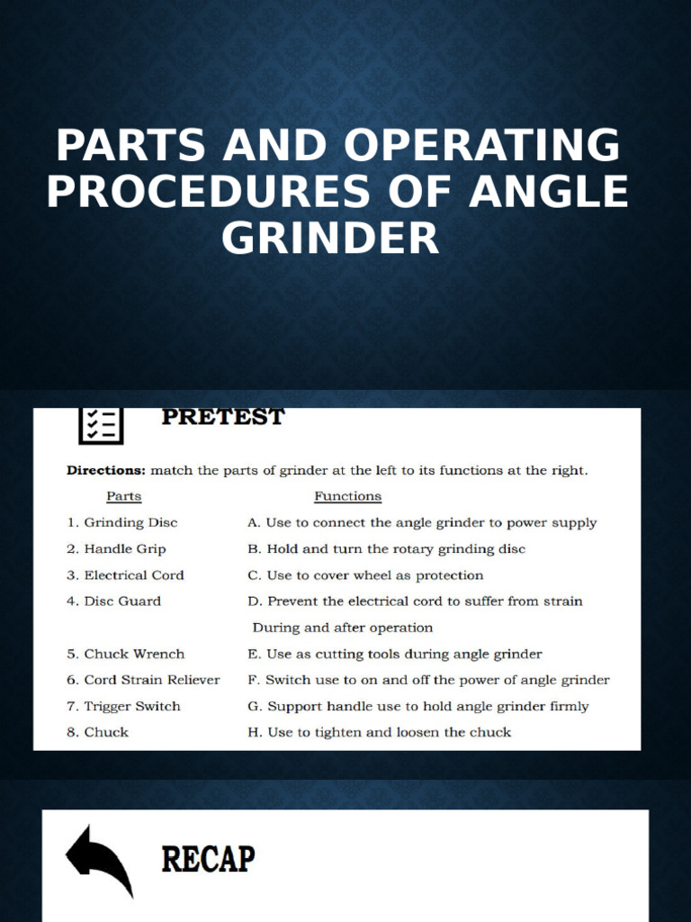 Parts and Operating Procedures of Angle Grinder | PDF