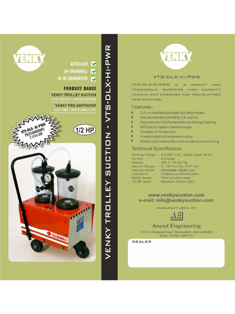 Venky Delux High Power Trolley Suction Machine | PDF
