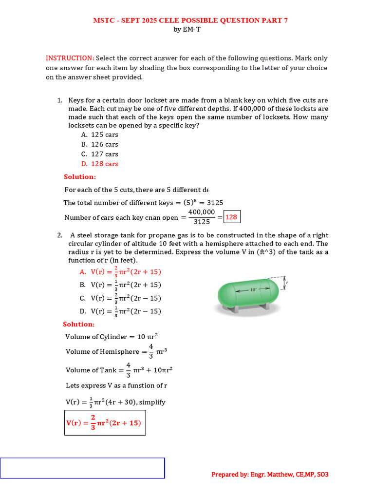 MSTC CE Exam Practice Questions | PDF