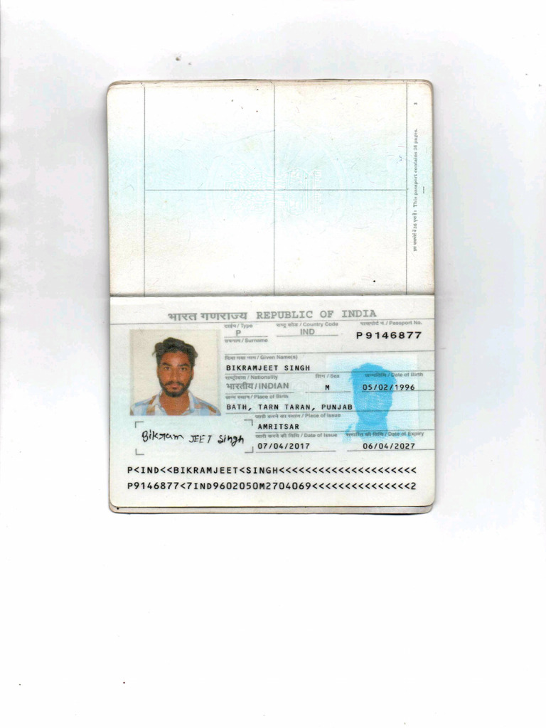 Bikramjeet Singh Passport | PDF