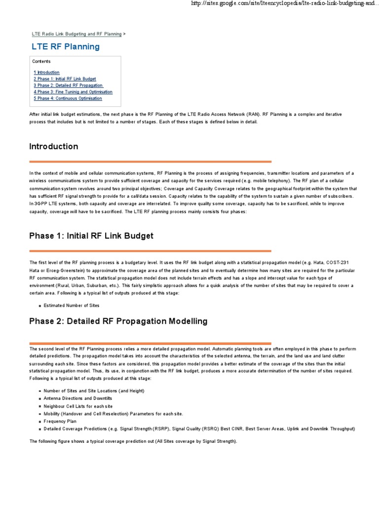LTE RF Planning | Download Free PDF | Radio Frequency | Radio Propagation