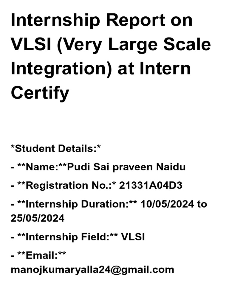 VLSI Report New - Docx - 20240726 - 111628 - 0000 | PDF | Hardware ...