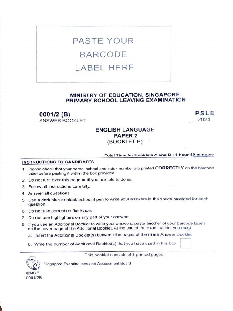 PSLE - English - Paper 2 - Booklet B | PDF | Zoo