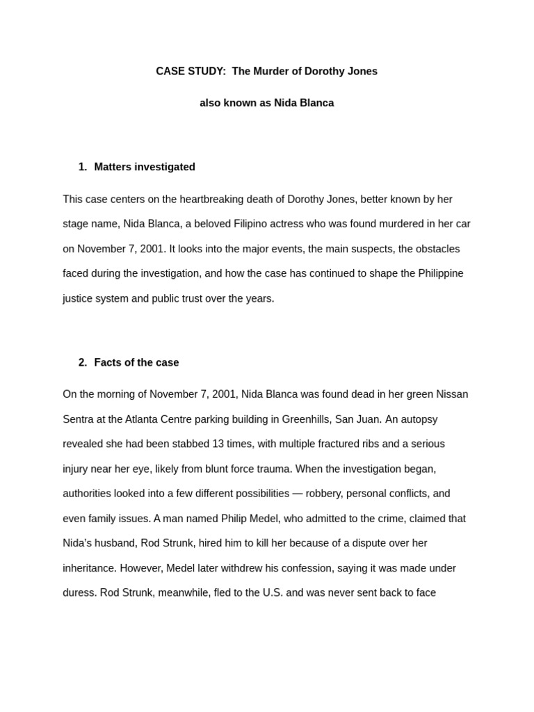 Case Study of Nida Blanca | PDF | Justice | Crime & Violence