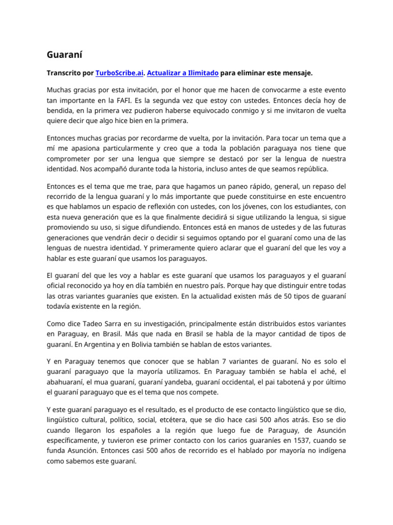 Historia y evolución del guaraní | PDF | Paraguay | Lengua española