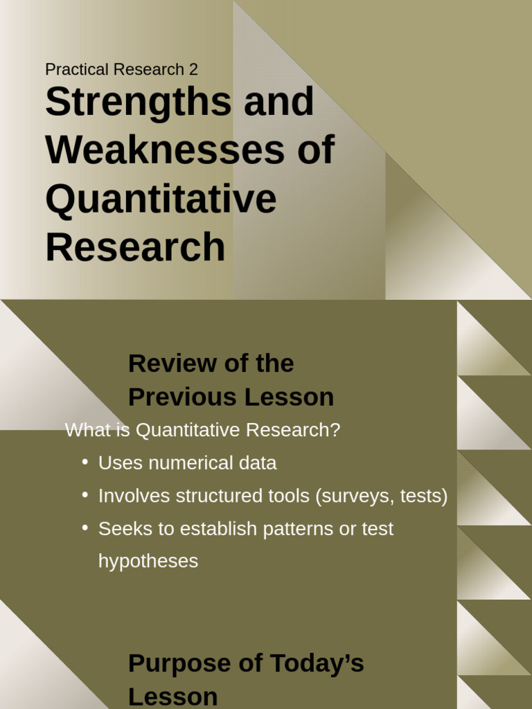 Lesson 1.2 - Strengths and Weakness of Quantitative Research | PDF ...