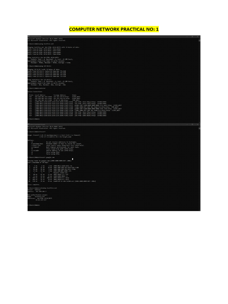 Computer Network Practical No 1 | PDF