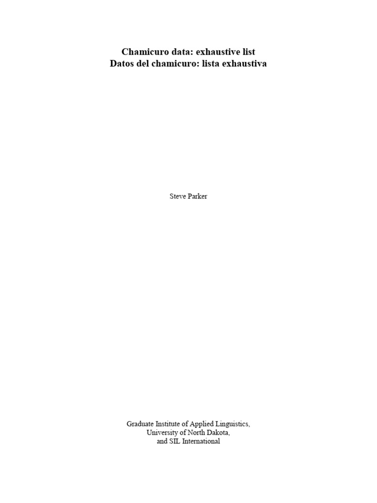 Chamicuro Language Phonological Data | PDF | Vowel | Phonetics