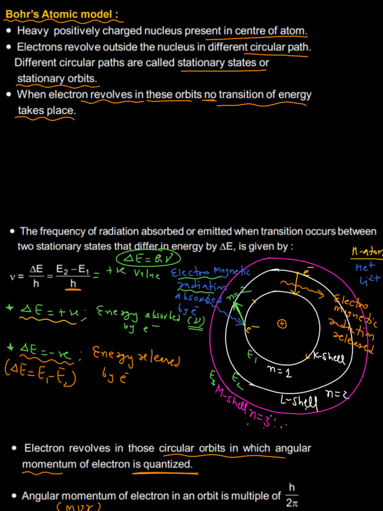 Atomic Structure - L-06 (Class Notes) - Bohr's Atomic Model | PDF