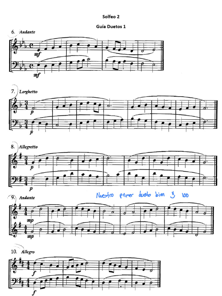Solfeo 2 - Duetos 1 | PDF