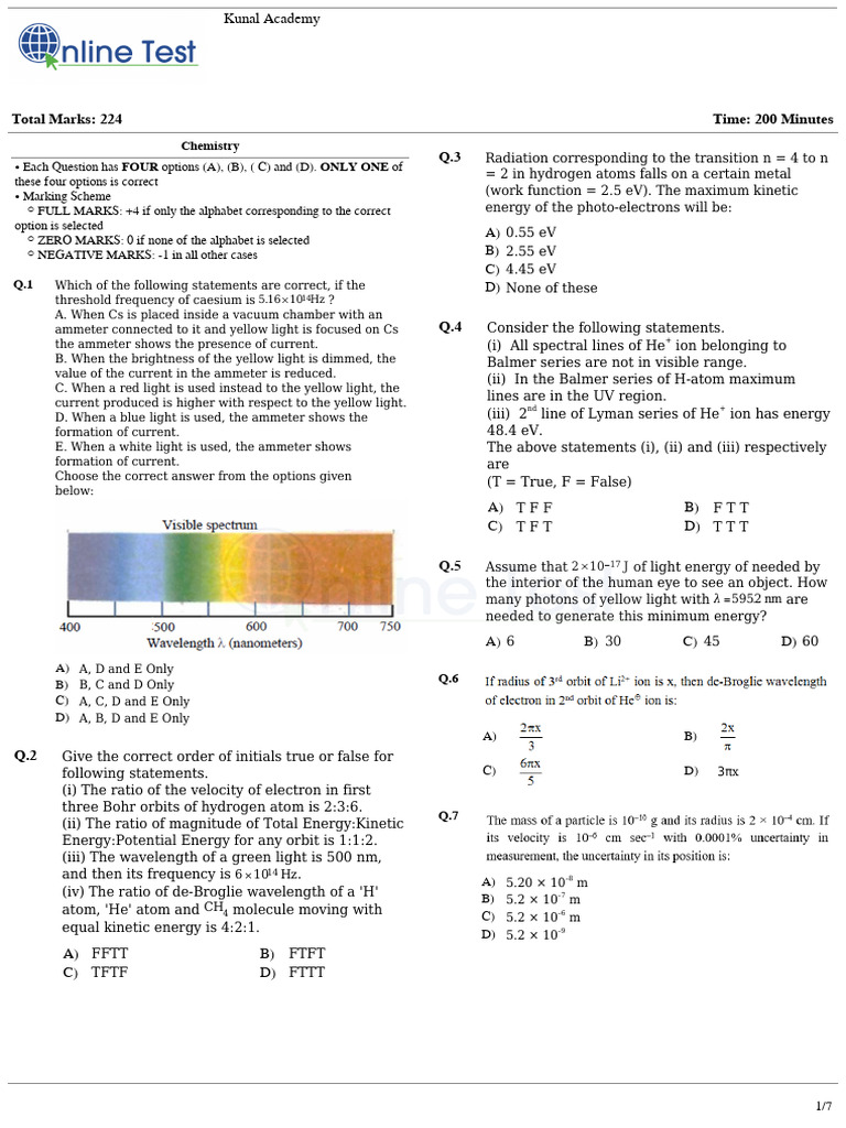 Structure of Atom DPP | PDF | Atoms | Electron