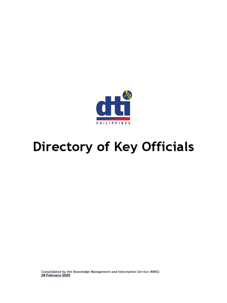 DTI Director Key Officials Directory | PDF | Business | Economies