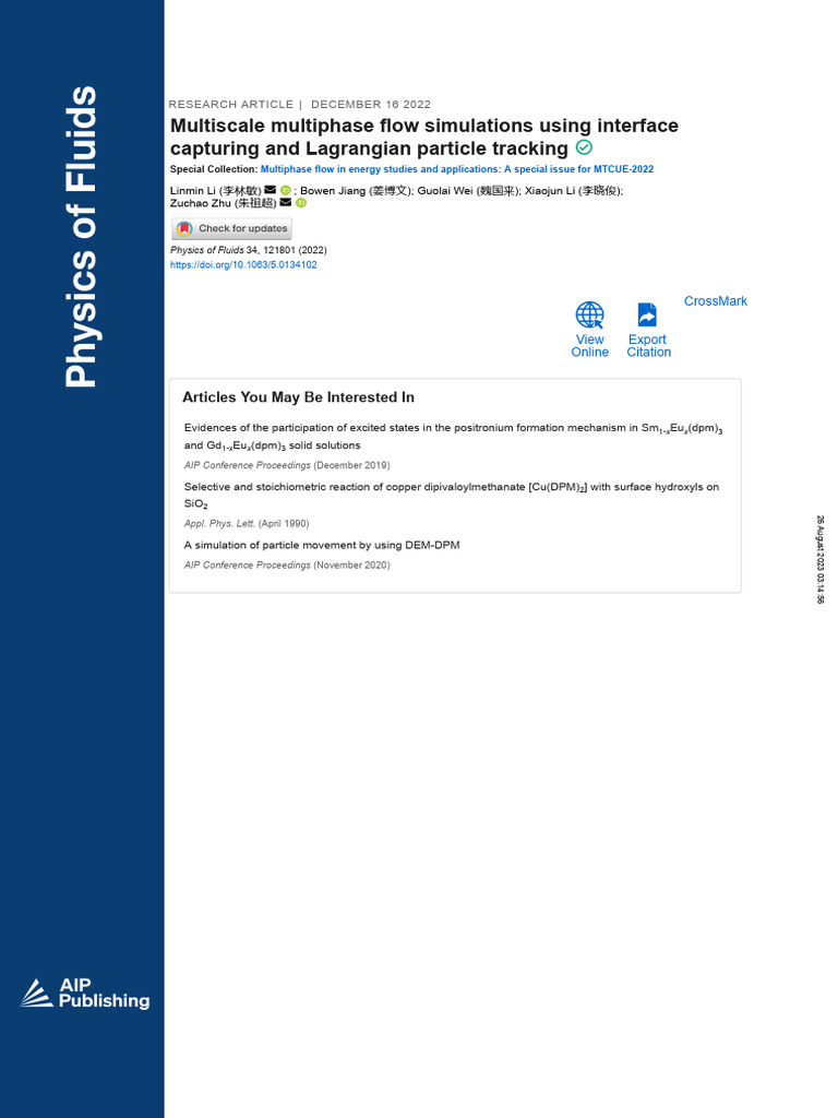 Multiscale Multiphase Flow Simulations Using Interface Capturing and Lagrangian Particle ...
