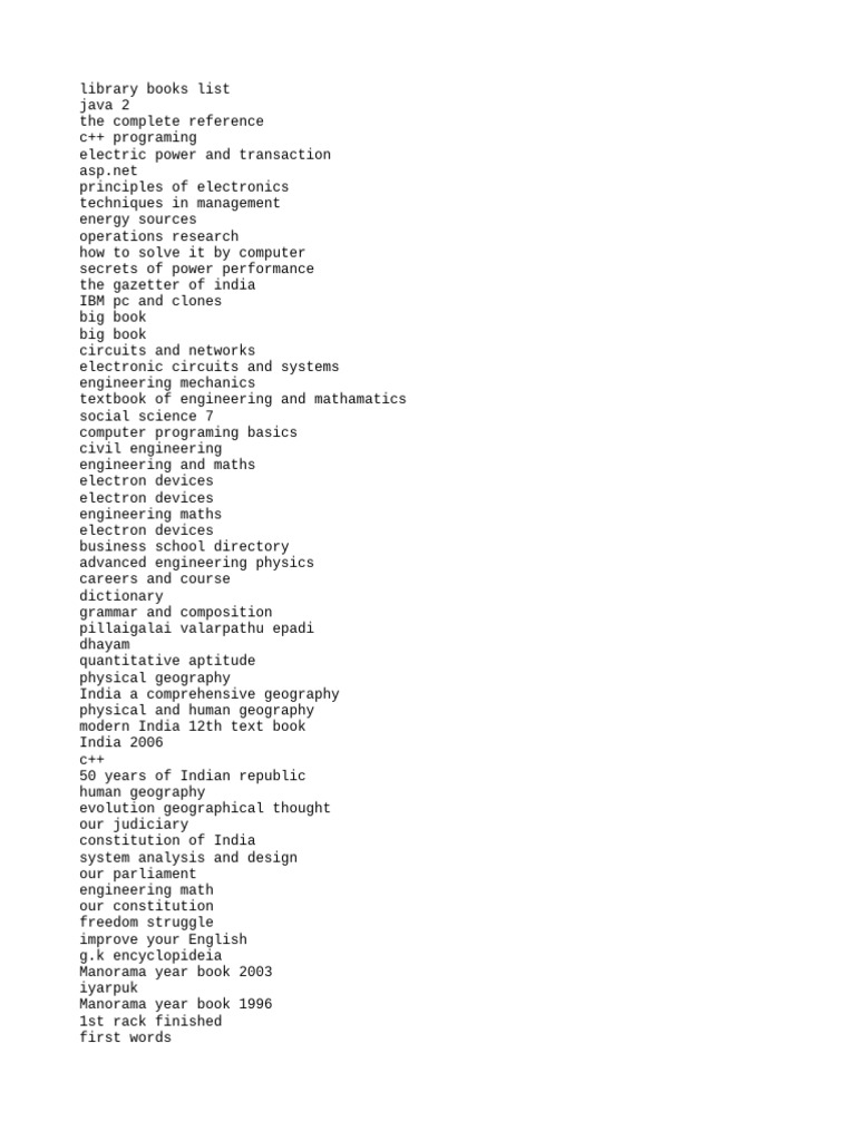 Library Books List | PDF | Engineering | Science
