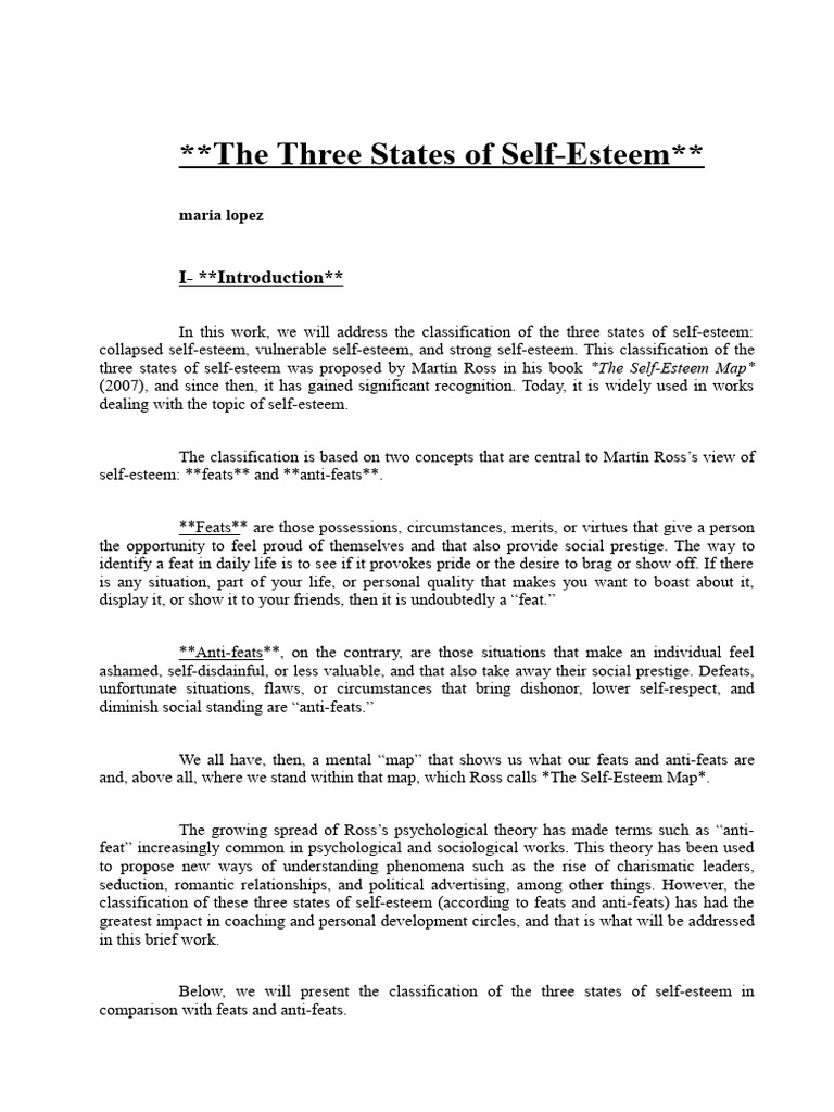 Three States of Self-Esteem Explained | PDF | Self Esteem ...