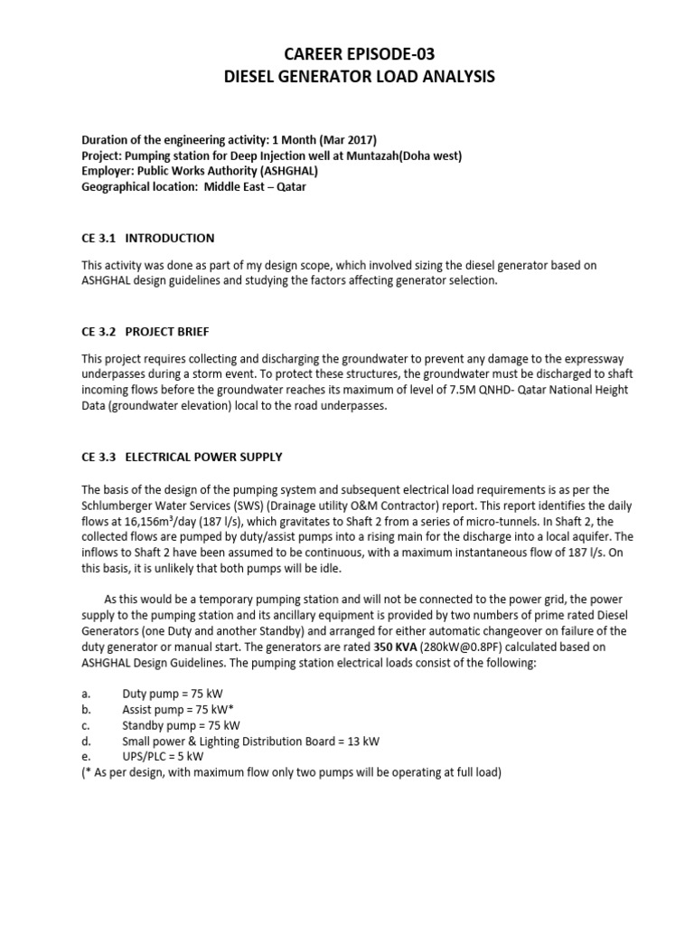 Diesel Generator Load Analysis | PDF | Combustion | Engines