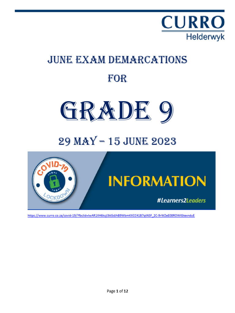 Grade 9 June Exam Demarcations | PDF | Science