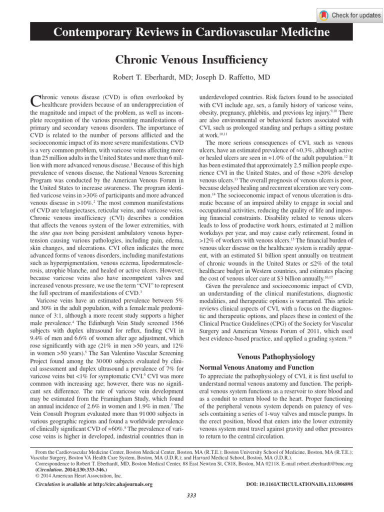 Eberhardt Raffetto Chronic Venous Insufficiency | PDF | Vein | Varicose Veins