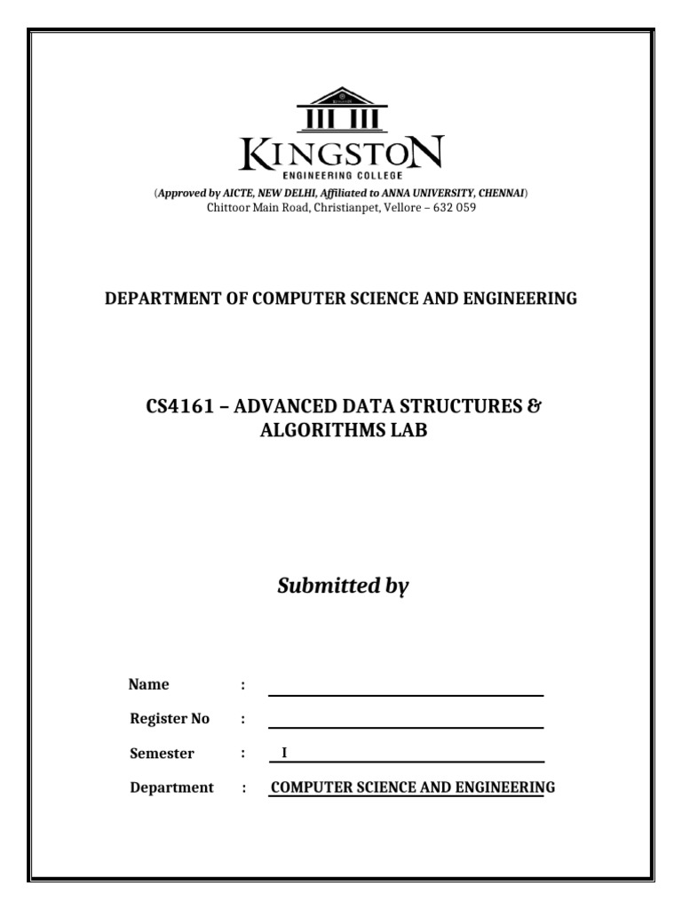 Front Page - Cse - Adsa | PDF