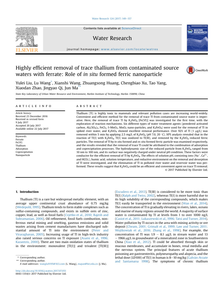 Liu Et Al. - 2017 - Highly Efficient Removal of Trace Thallium From ...