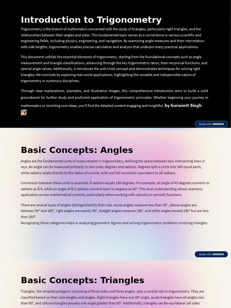 Introduction To Trigonometry | PDF | Trigonometric Functions | Trigonometry
