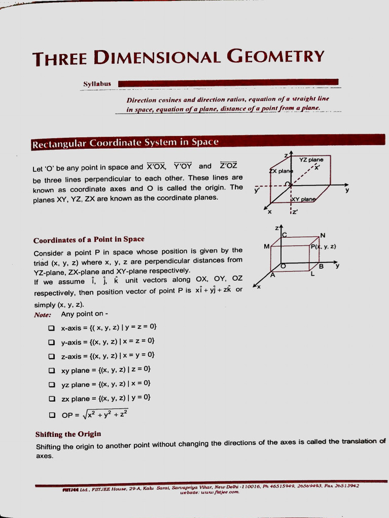 Three Dimensional Geometry Part-1 | PDF